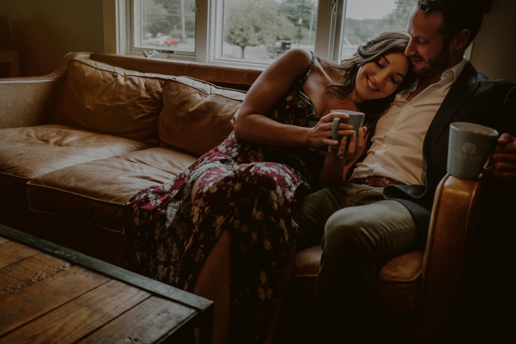 Coffee Shop Engagement Photos - Hunterdon County Wedding Photographer